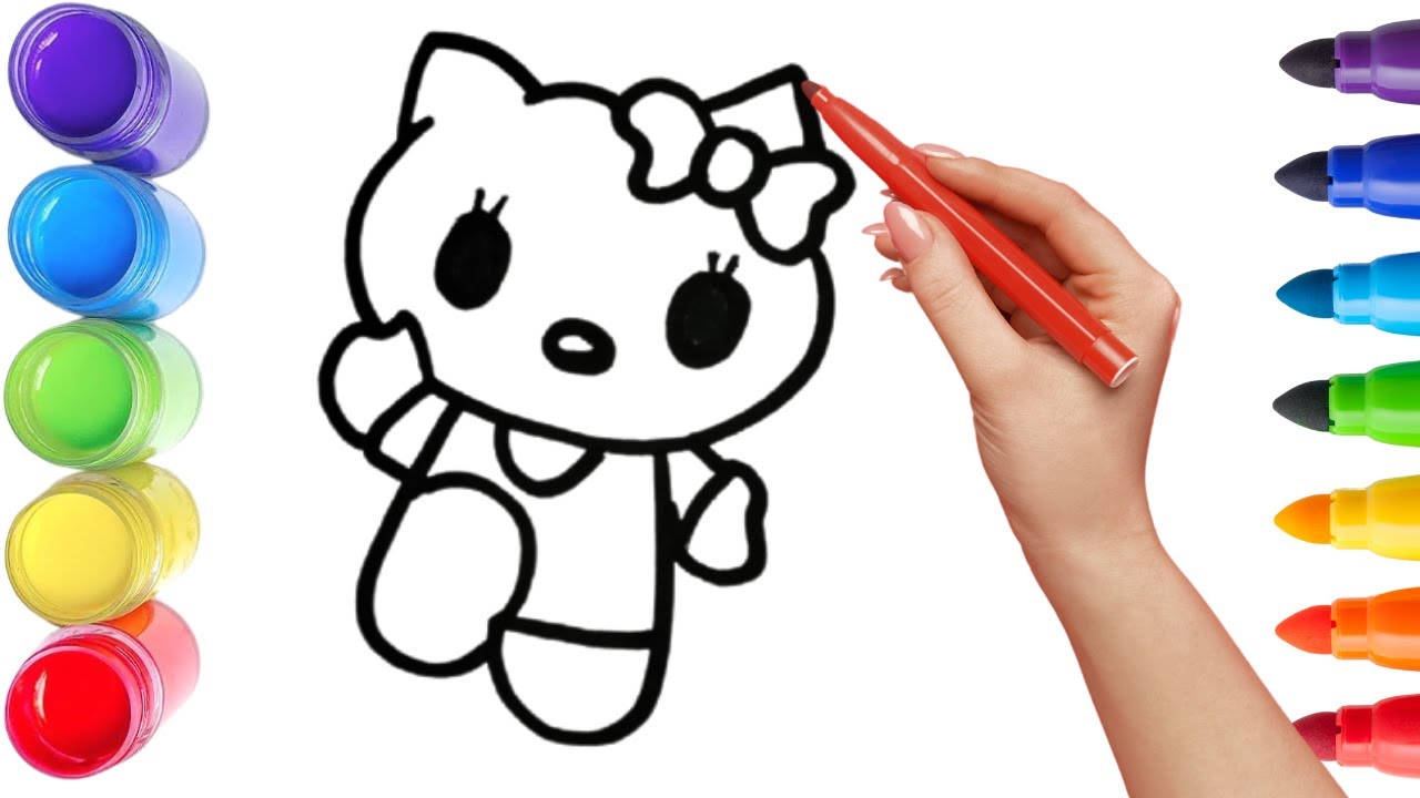 How To Draw Hello Kitty Drawing, Painting & Coloring For Kids and ...
