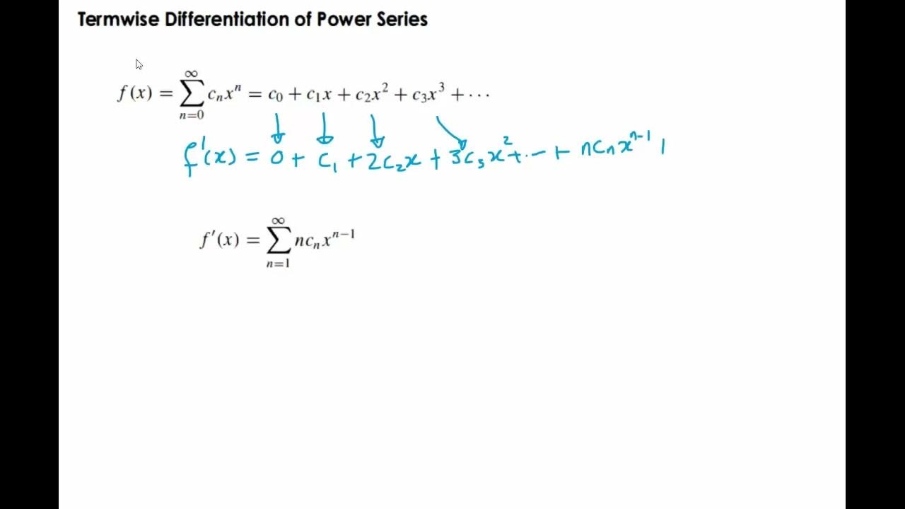 Termwise differentiation of a power series - YouTube