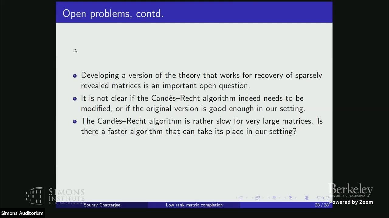 A Deterministic Theory of Low Rank Matrix Completion - YouTube