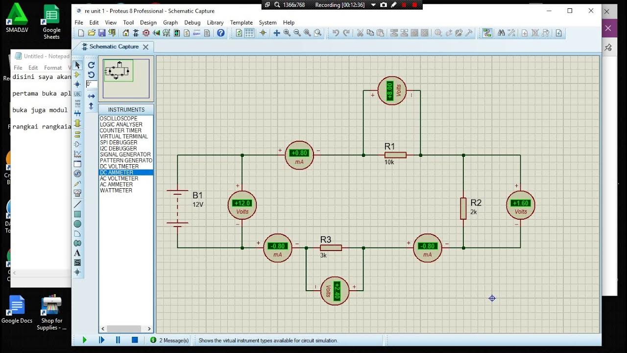 praktikum rangkaian elektrik dengan simulasi proteus - YouTube