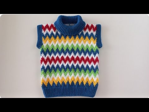 Balıkçı yaka,zikzak modelli bebek süveteri #knitting #havvanurhashalıcı 