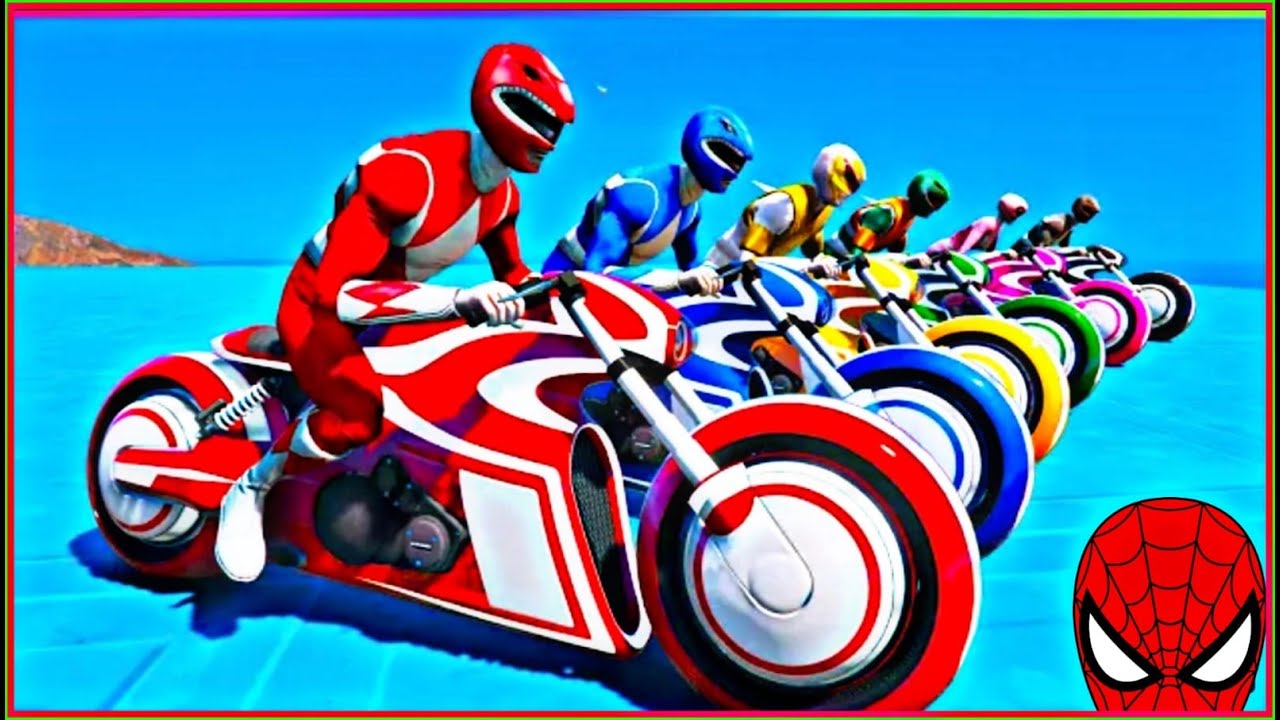 Carrera de la muerte en motos con POWER RANGERS - YouTube