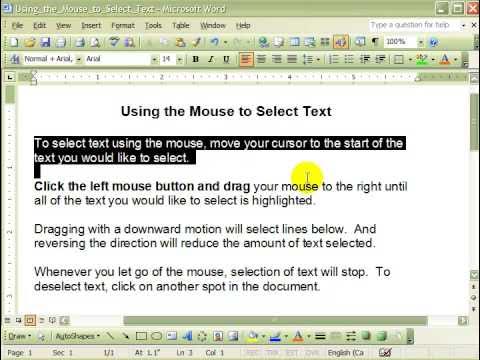 Selecting Text with a Mouse - YouTube