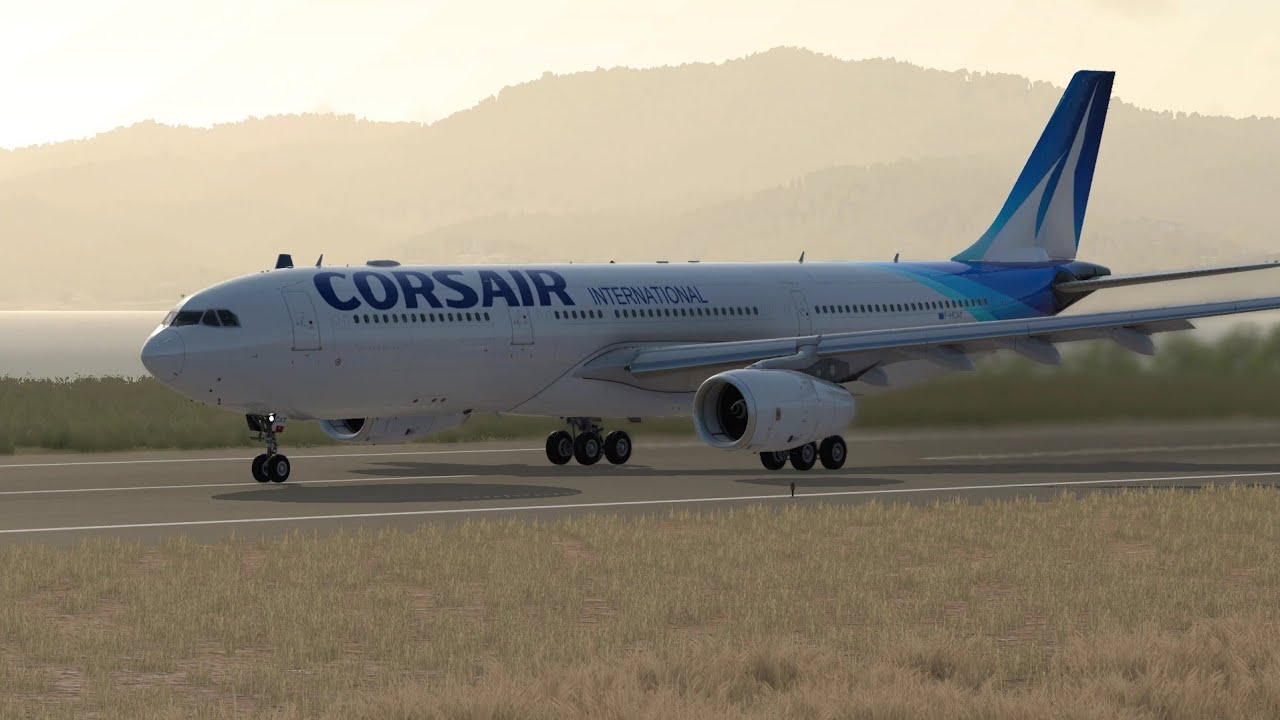 X-PLANE 12.00b3 - Corsair A333 (F-HCAT) SlowMotion TakeOff in MAYOTTE (VersionMusic) - YouTube