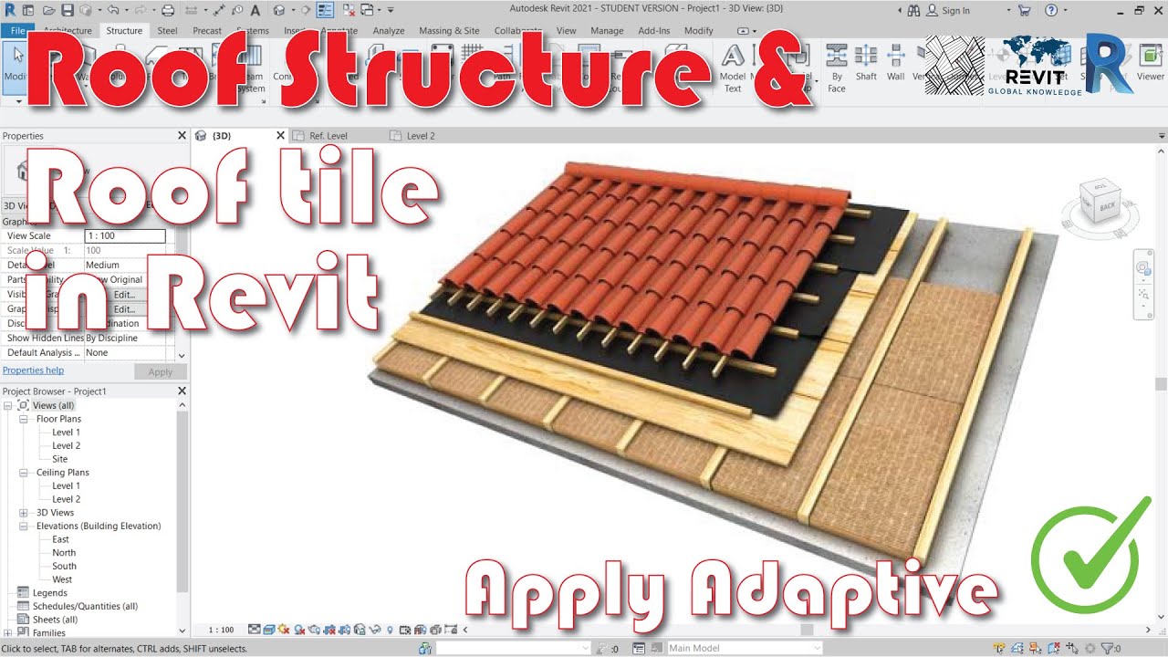 Roof Tile in Revit | Placing Adaptive Component - YouTube
