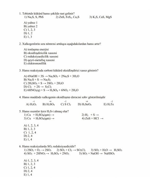 9-cu Sinif Kimya KSQ 5 - YouTube