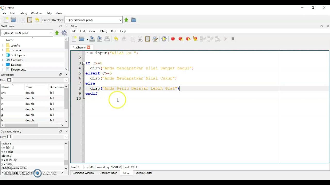 Input Data Pada Octave 13 Youtube
