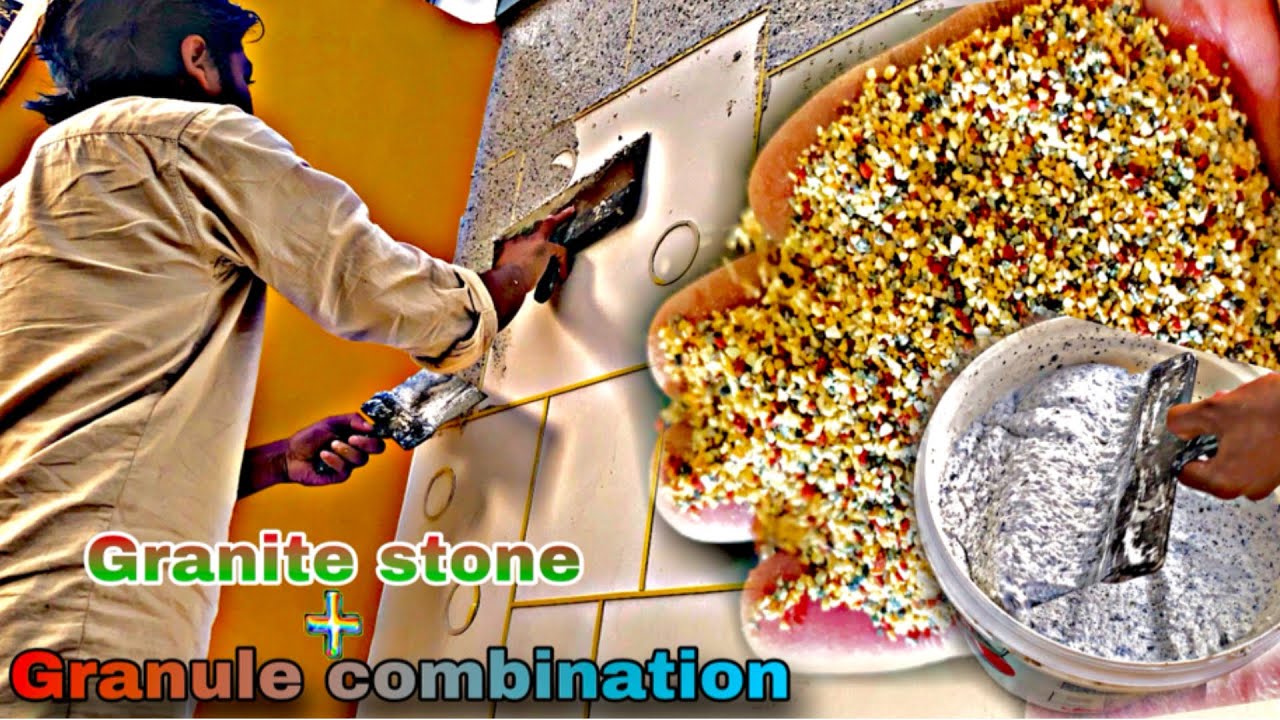 Granule stone texture making on house simply - YouTube