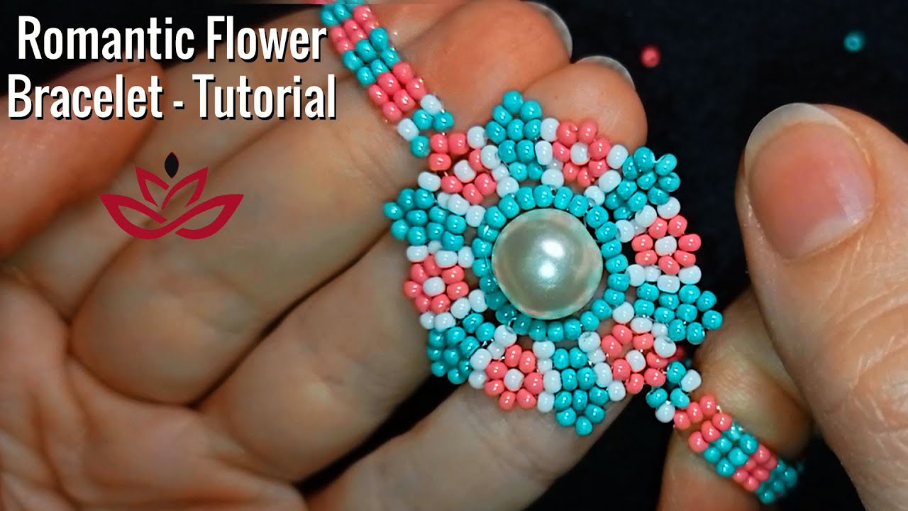 Romantic Flower Beaded Bracelet - Tutorial || DIY - YouTube