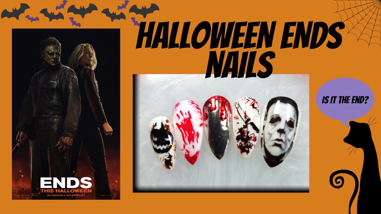 Quick and easy Halloween Ends Nails Michael Myers Nail designs - YouTube