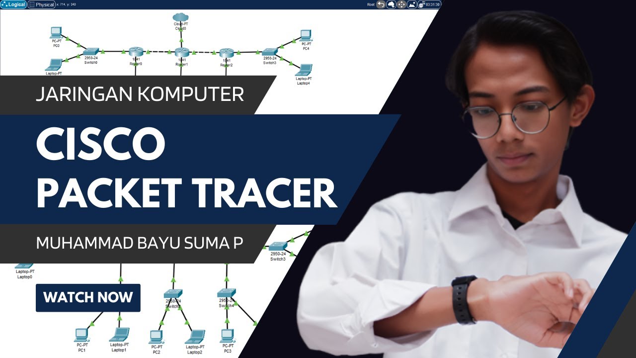 (CISCO PACKET TRACER) Simulasi jaringan cisco dengan 1 Cloude, 3 Router ...
