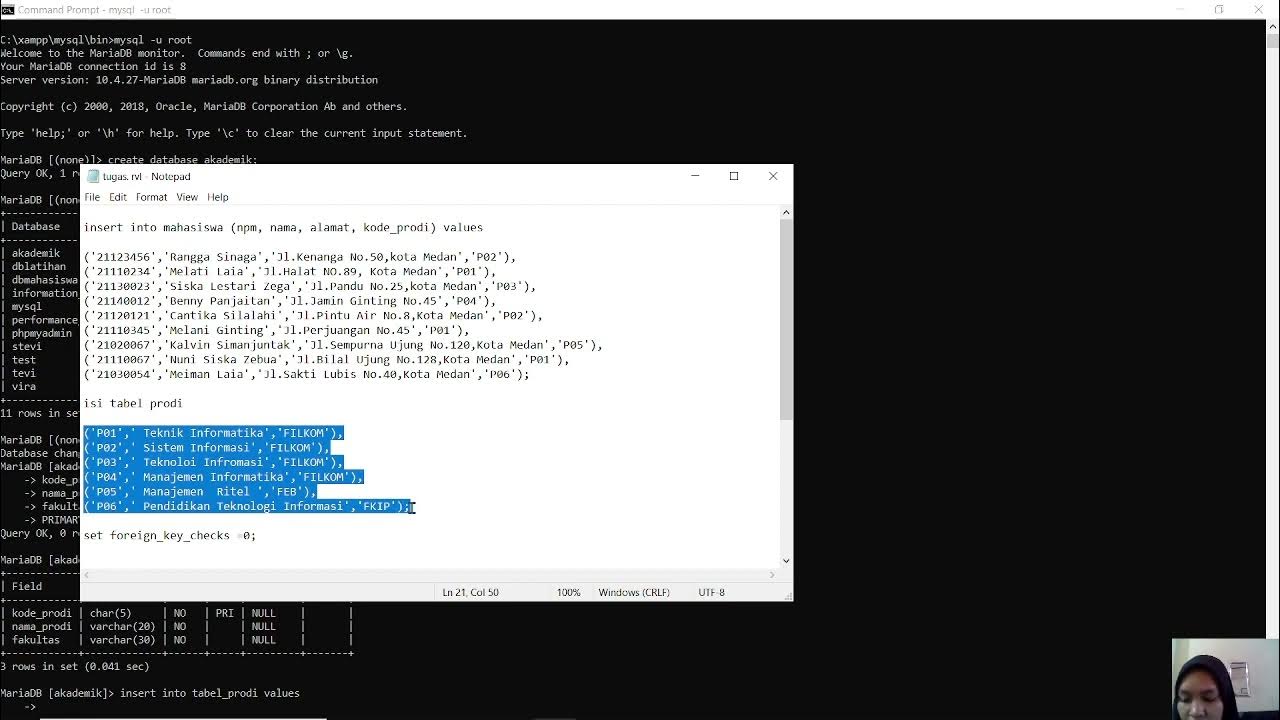 Penerapan SQL.Cara membuat Database dan Tabel dalam MYSQL || UTS/UAS Sistem Basis Data - YouTube