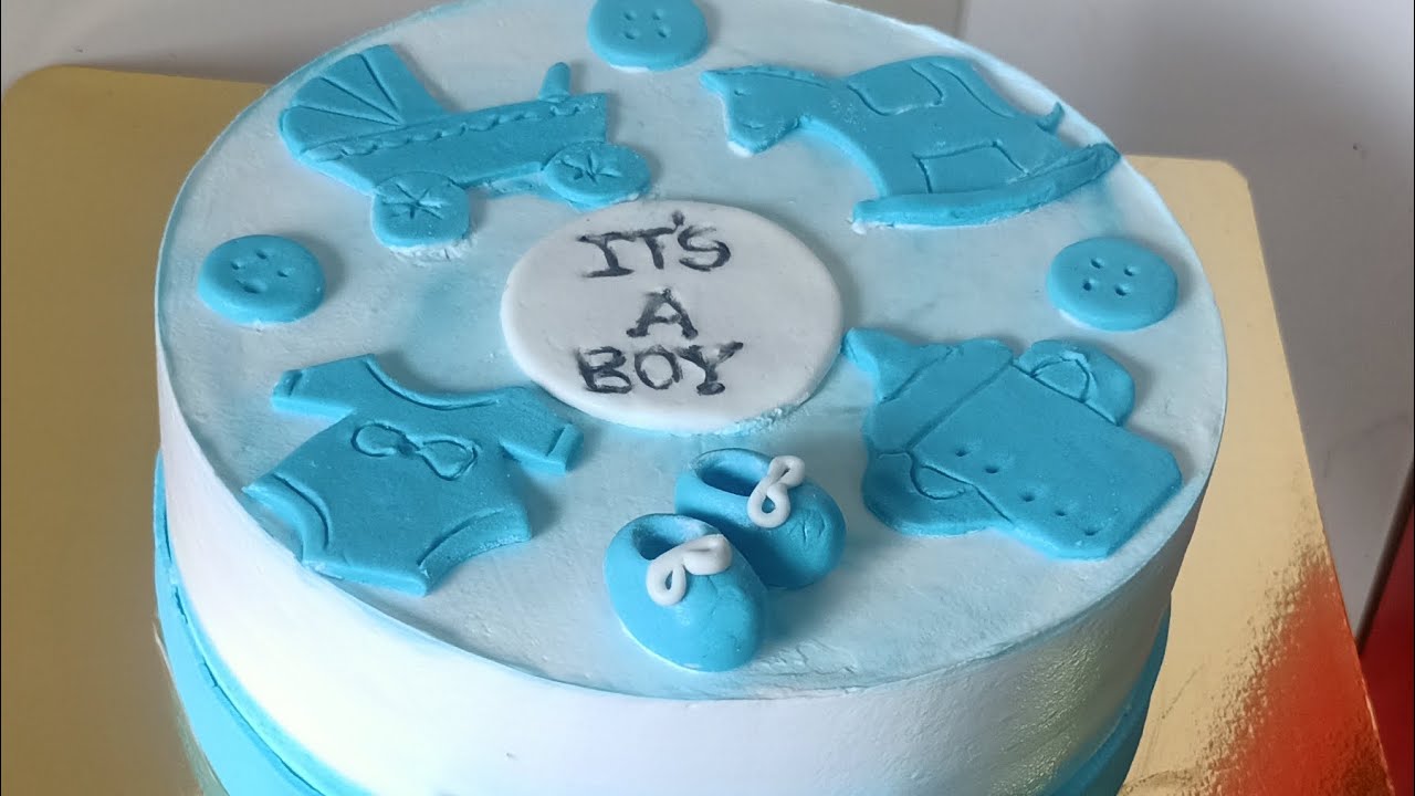 Butterscotch cake decoration step by step//// Welcome cake for baby boy ...