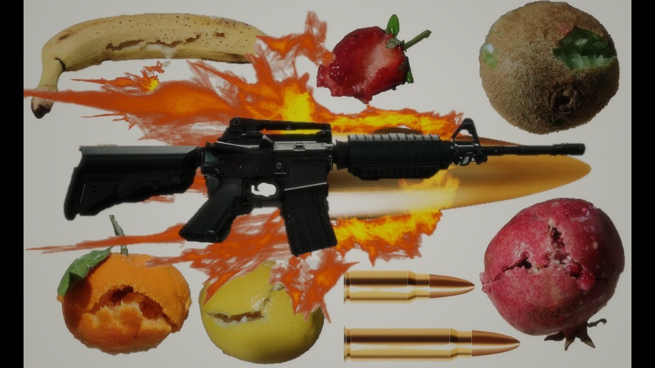 Oyuncak silahla meyve ve sebzelere atış yaptık. We shot fruits and ...