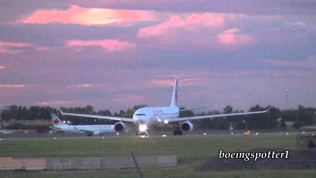 Air Canada Airbus a330 Beautiful Sunset Landing & Takeoff - YouTube