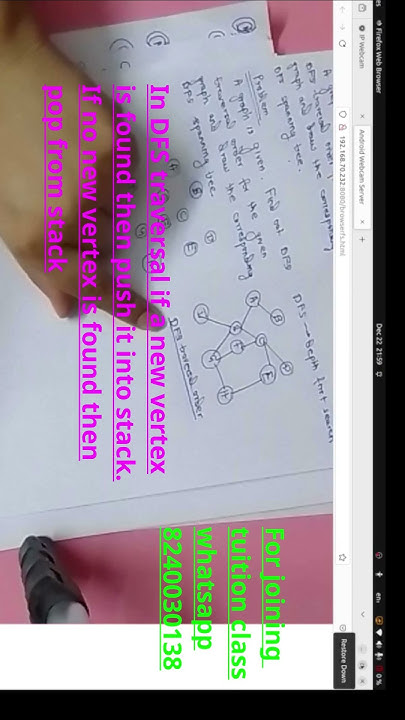 Depth first search (DFS) algorithm using stack | dfs using stack #shortvideo #shorts #youtube ...