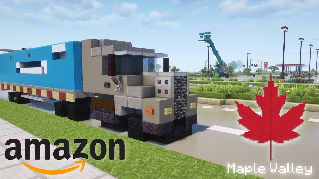 Minecraft - Building A City Timelapse | Amazon Semi Truck, Boom Lift ...