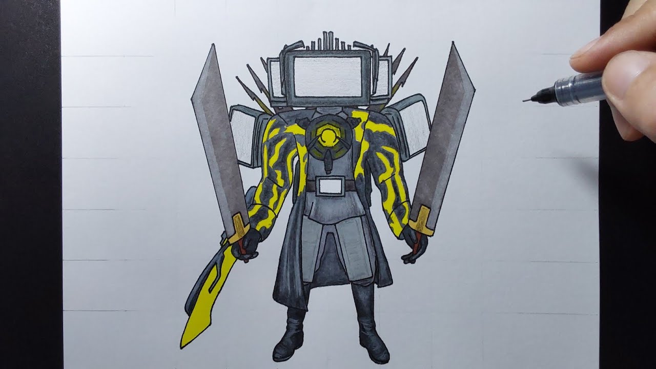 how to draw titan tv man sun red - YouTube