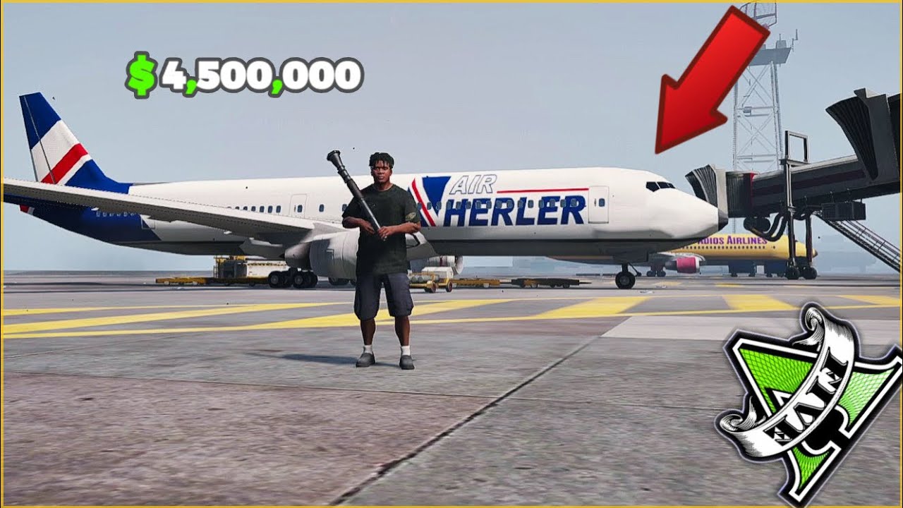 اقتحمت اكبر طياره وسرقت منها سبايك الذهب قراند5 🤩 Gta V Youtube