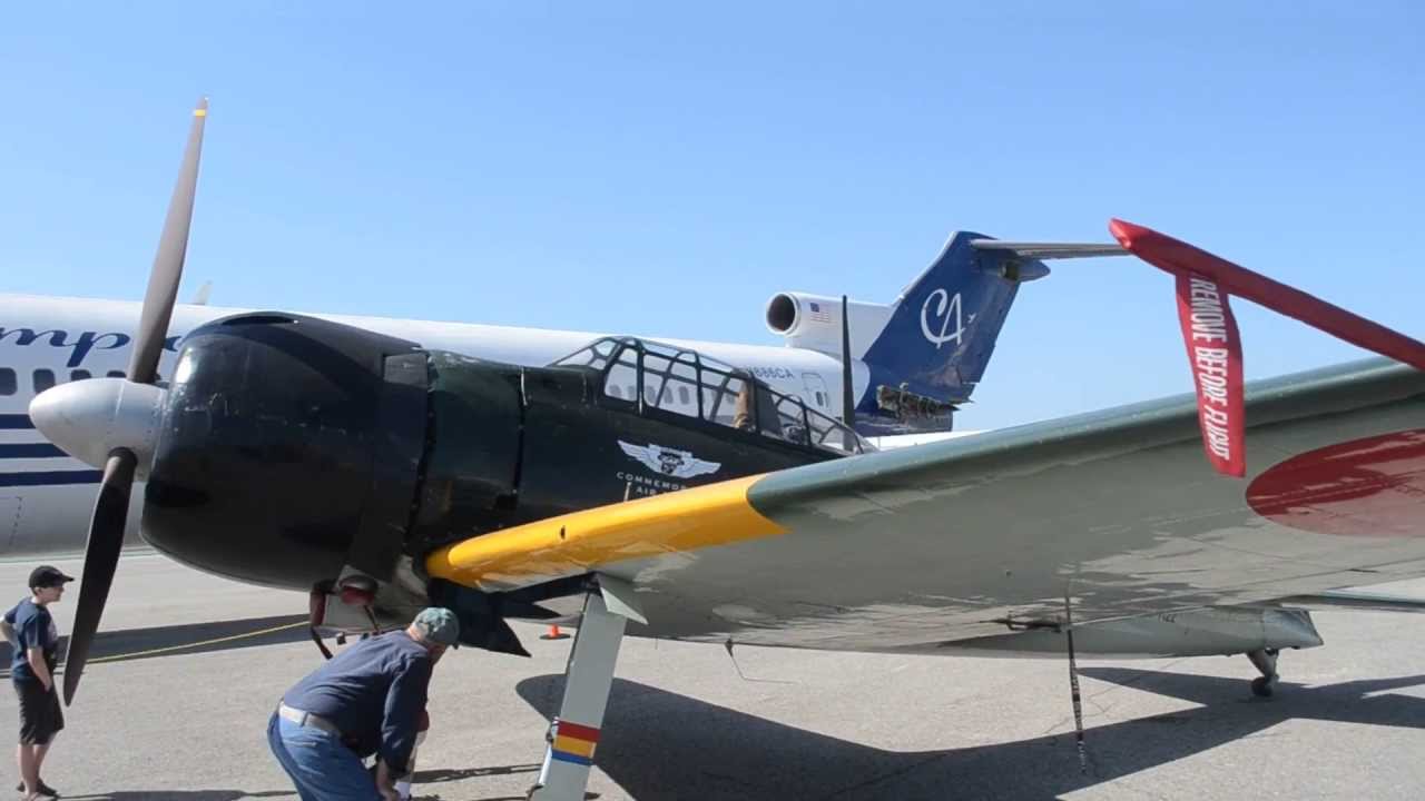 CAF Mitsubishi A6M Zero Static Walk Around At BUR - YouTube