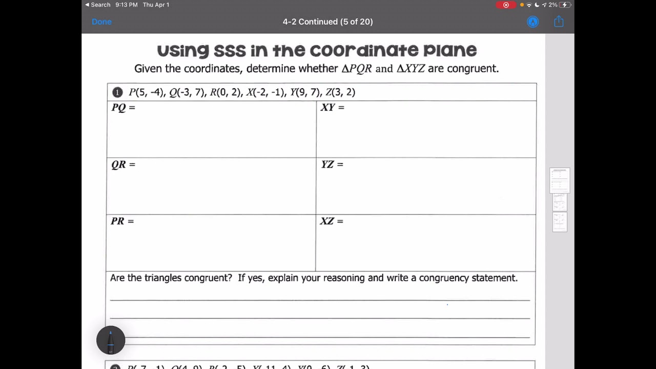 SSS in the Coordinate Plane - YouTube