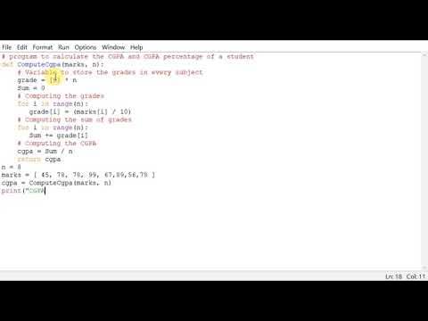 program to calculate the CGPA and CGPA percentage of a student - YouTube