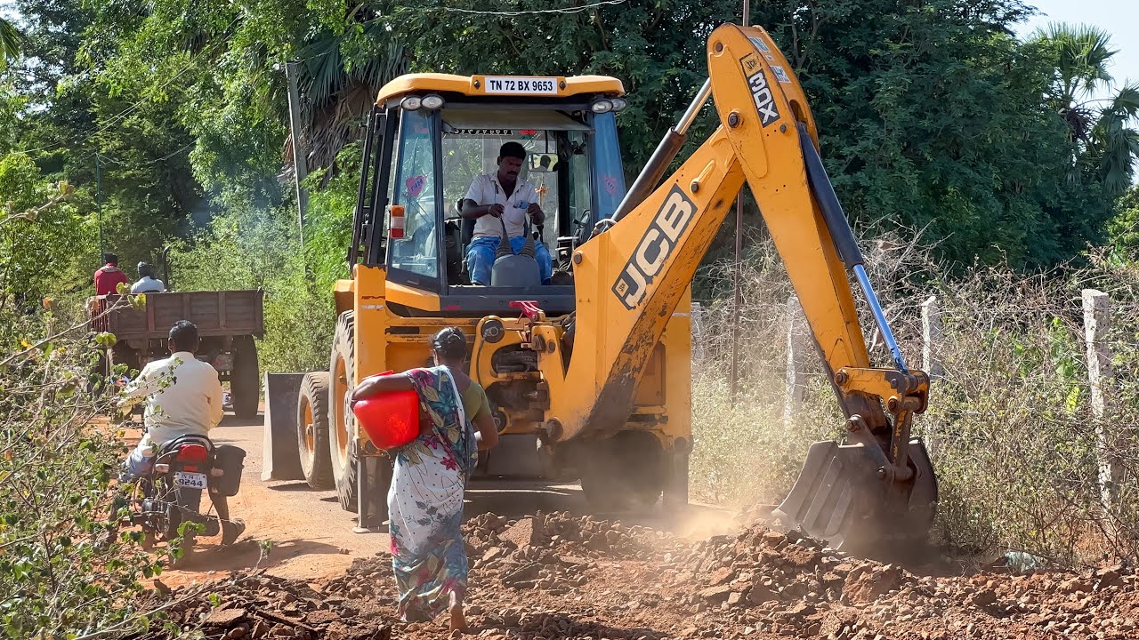 JCB 3DX Road Picking and Levelling for Renovation old Road in ...
