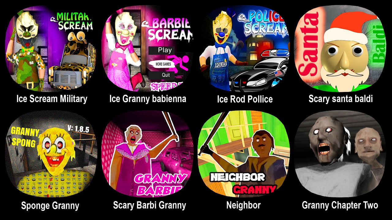 Ice Scream Military, Ice Granny Barbie, Ice Rob Police, Santa Granny ...
