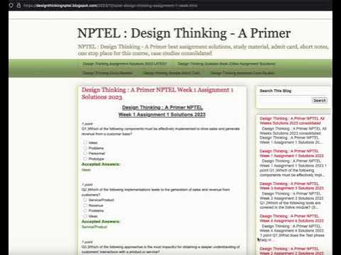 NPTEL : Design Thinking - A Primer Week 1 Assignment 1 Solutions 2023 - YouTube