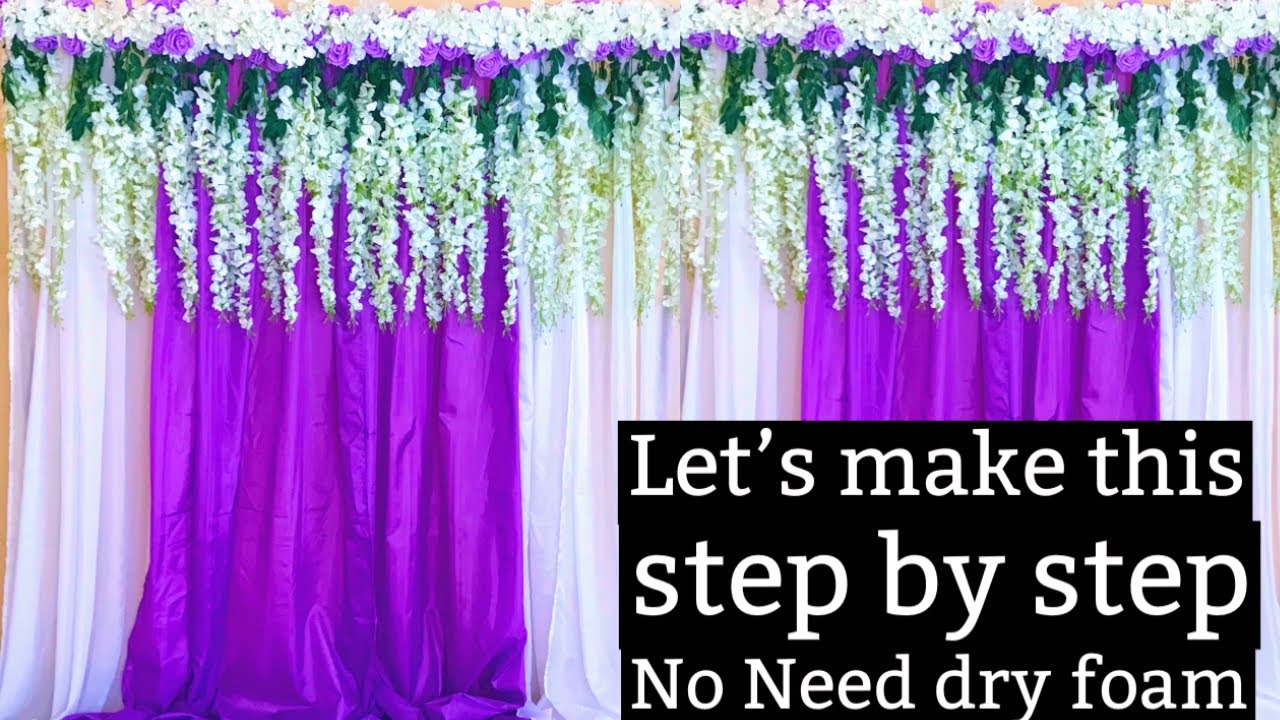 White and Purple Floral Wedding Backdrop| No Need Floral Foam - YouTube
