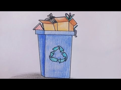 Dustbin drawing easy step by step/Dustbin drawing and colouring ...