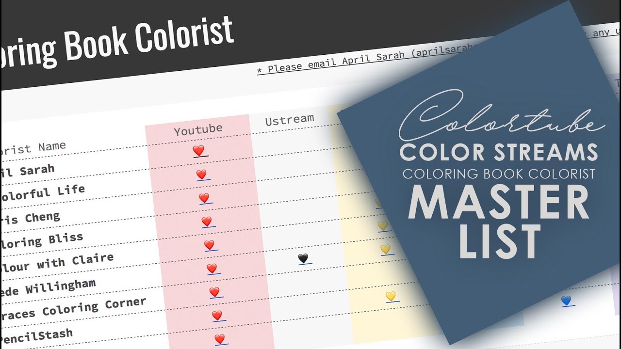 Colortube, Color Streams, Coloring Book Colorist Master List - YouTube