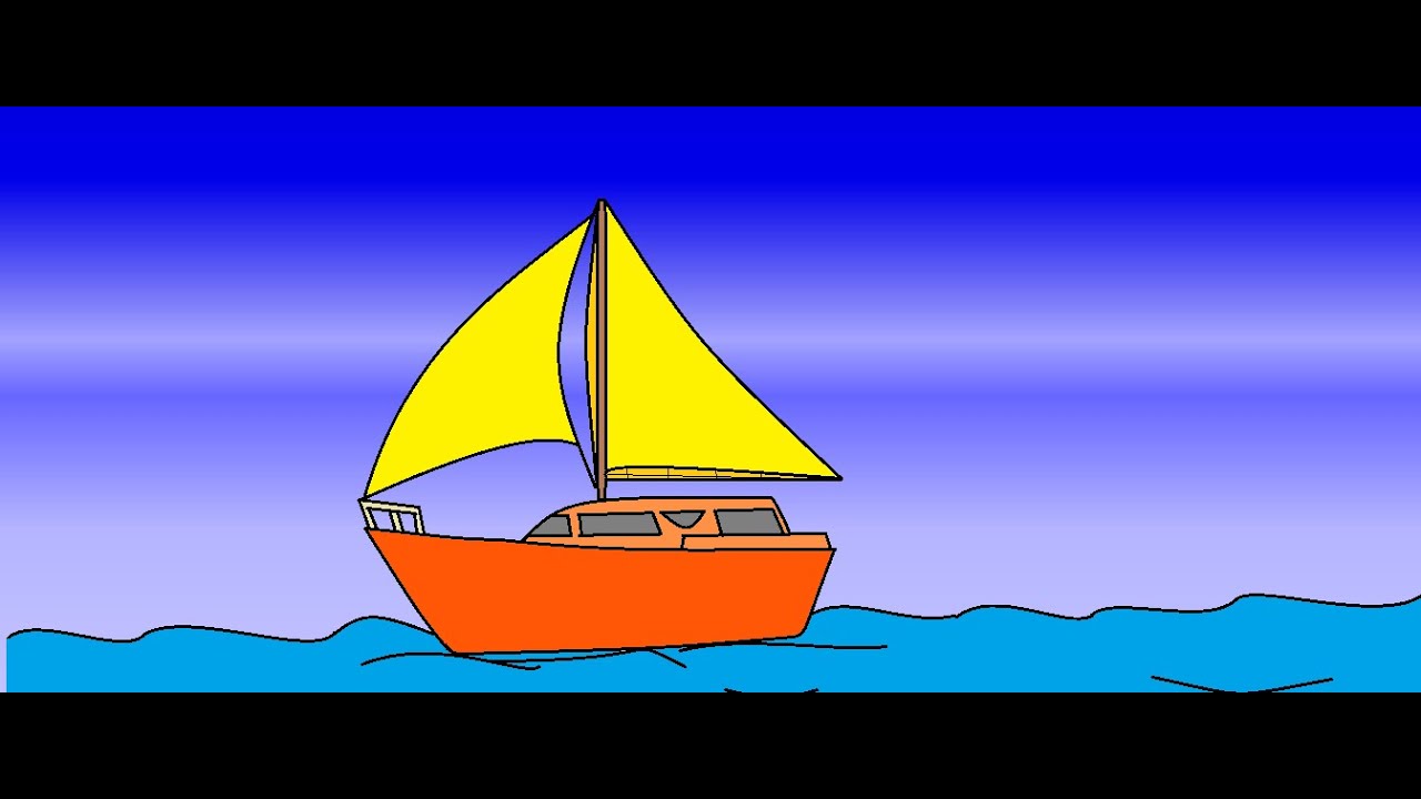 How to draw Sail Boat in MS Paint Computer||Step by Step Tutorial on ...