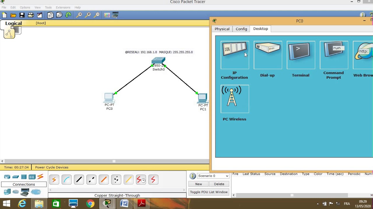 Réseau Local Partie 1 - création - configuration - ping - YouTube