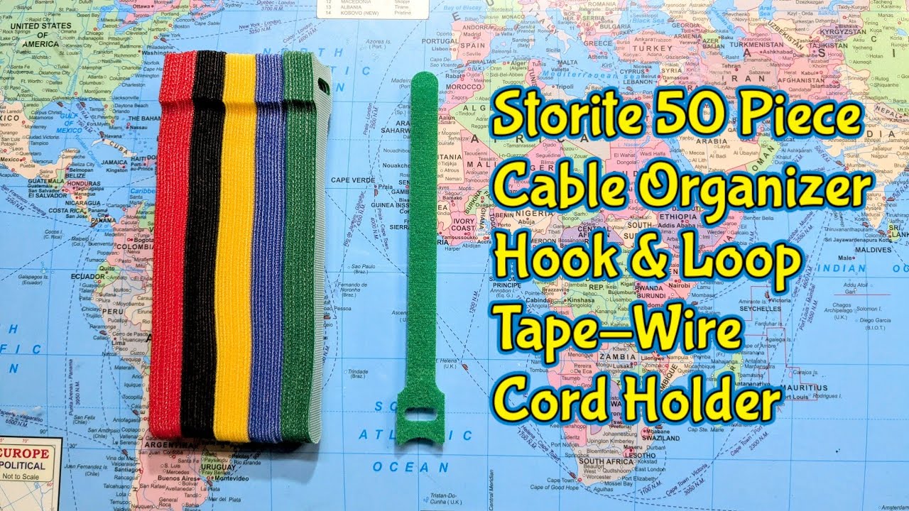 Storite 50 Piece Cable Organizer Hook & Loop Tape-Wire Cord Holder ...