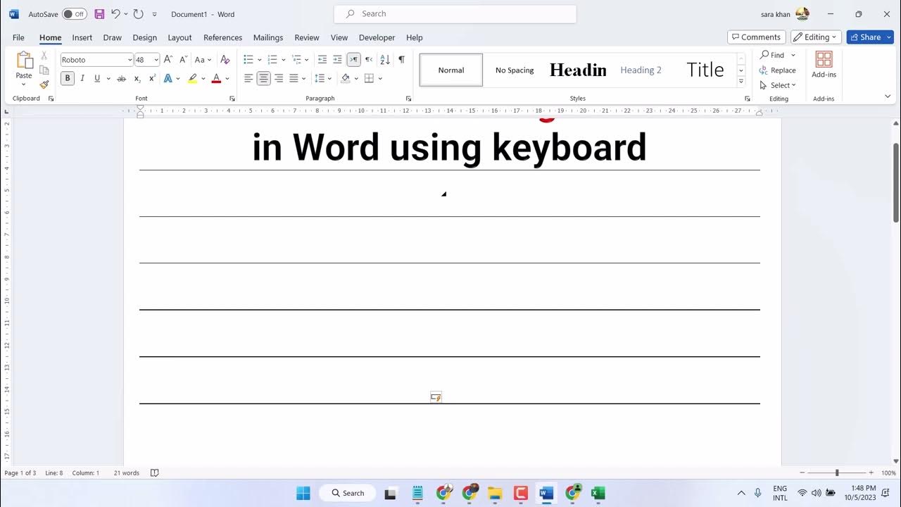 How To Create Straight Lines In Word Using Keyboard Youtube