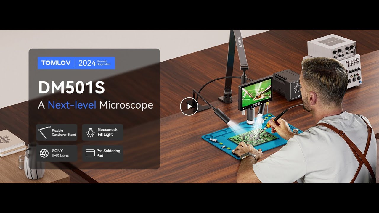 TOMLOV 2024 New DM501S 2K Flexible Arm Digital Microscope - YouTube