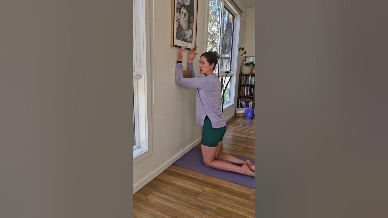 Tall kneeling yoga block reach breathing for mid back expansion - YouTube