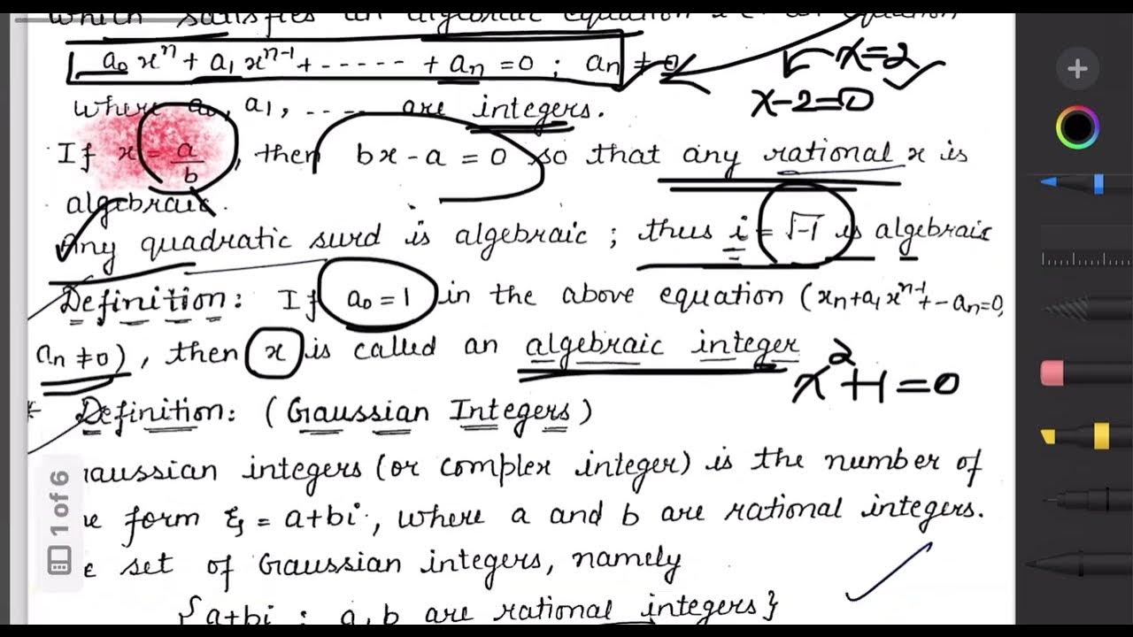 Lec-1 Gaussian Integers Q(i)| Algebraic Number Theory - YouTube