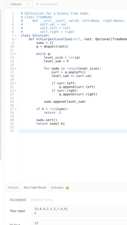 Part 2 - LeetCode 2583 - Find Kth Largest Sum in a Binary Tree - YouTube