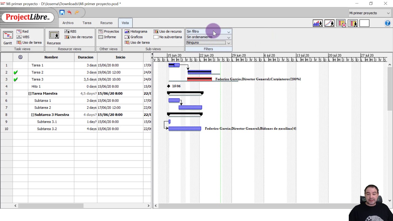 Manual básico de supervivencia con ProjectLibre VII: Vistas e informes [7 de 8] - YouTube