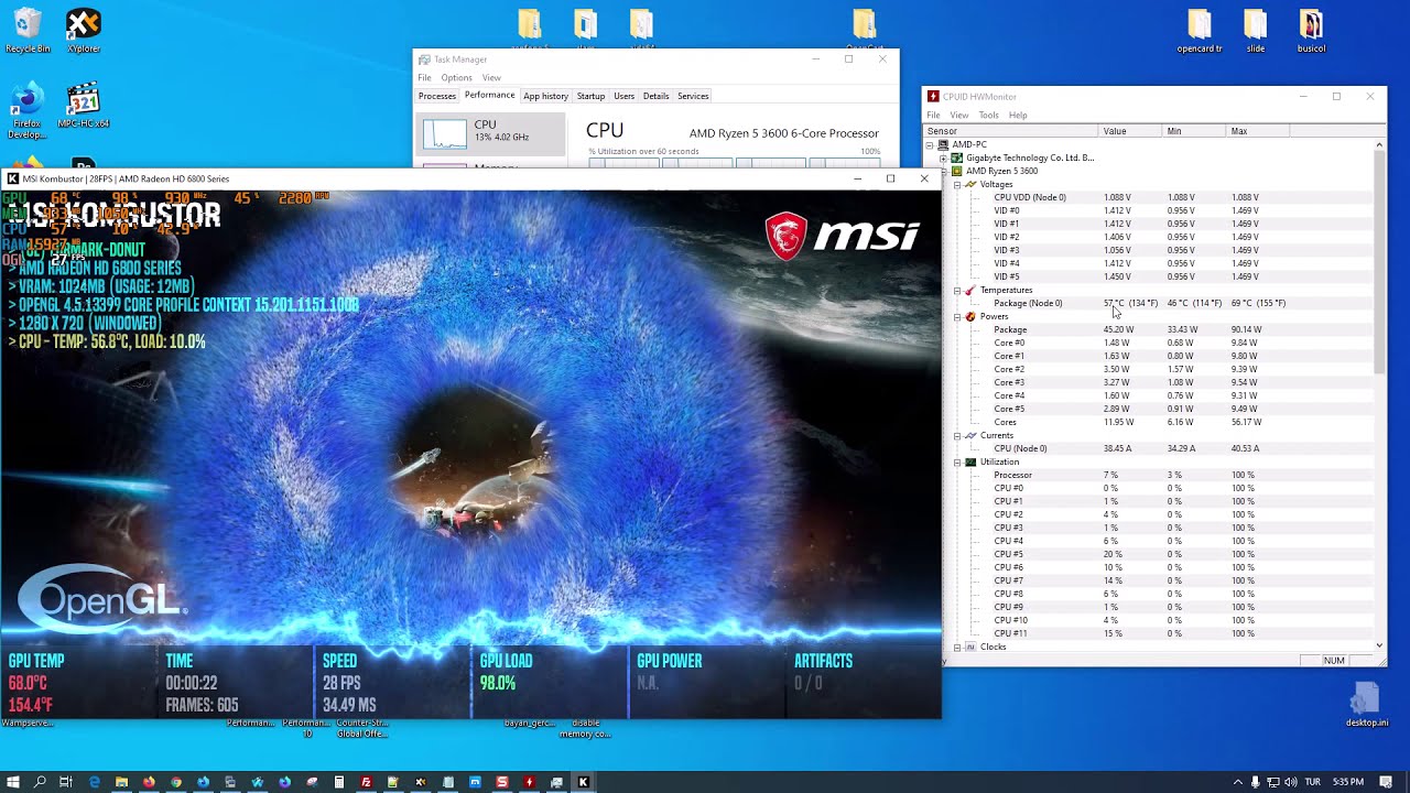 Amd Ryzen 5 3600 cpu temperature and benchmark results - YouTube