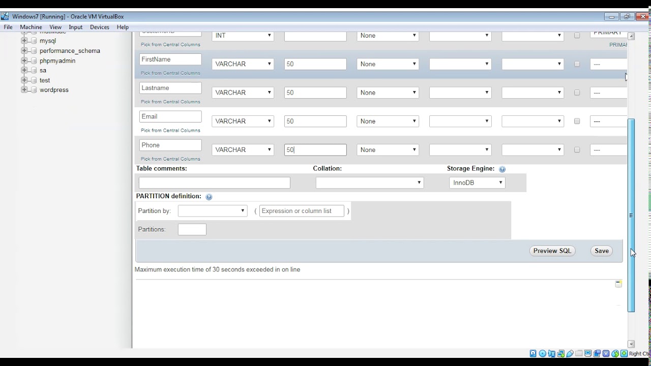 How To Create Company Database And Customer Table In Phpmyadmin Mysql Youtube
