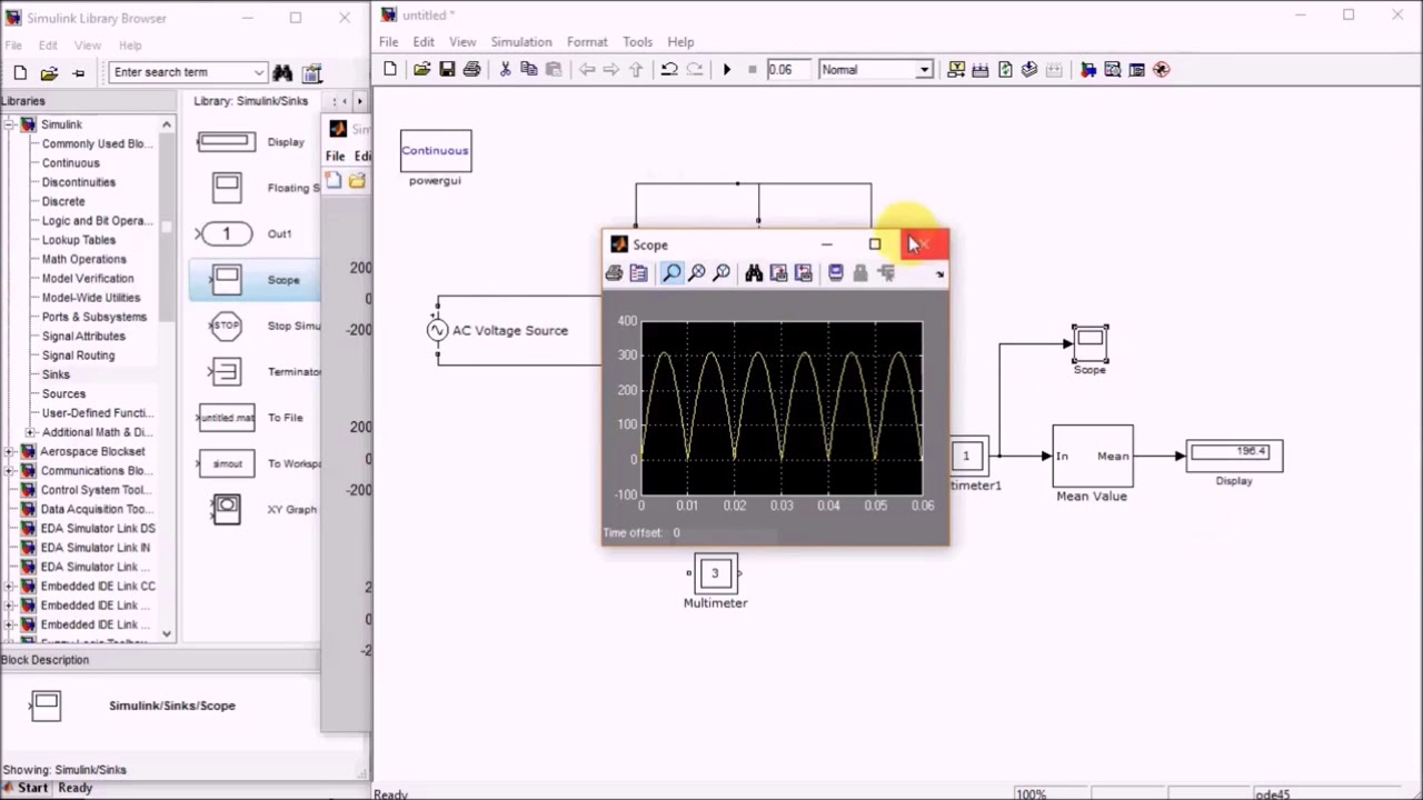 Red°6: redresseur monophasé et triphasé pont Graëtz – MATLAB simulink ...