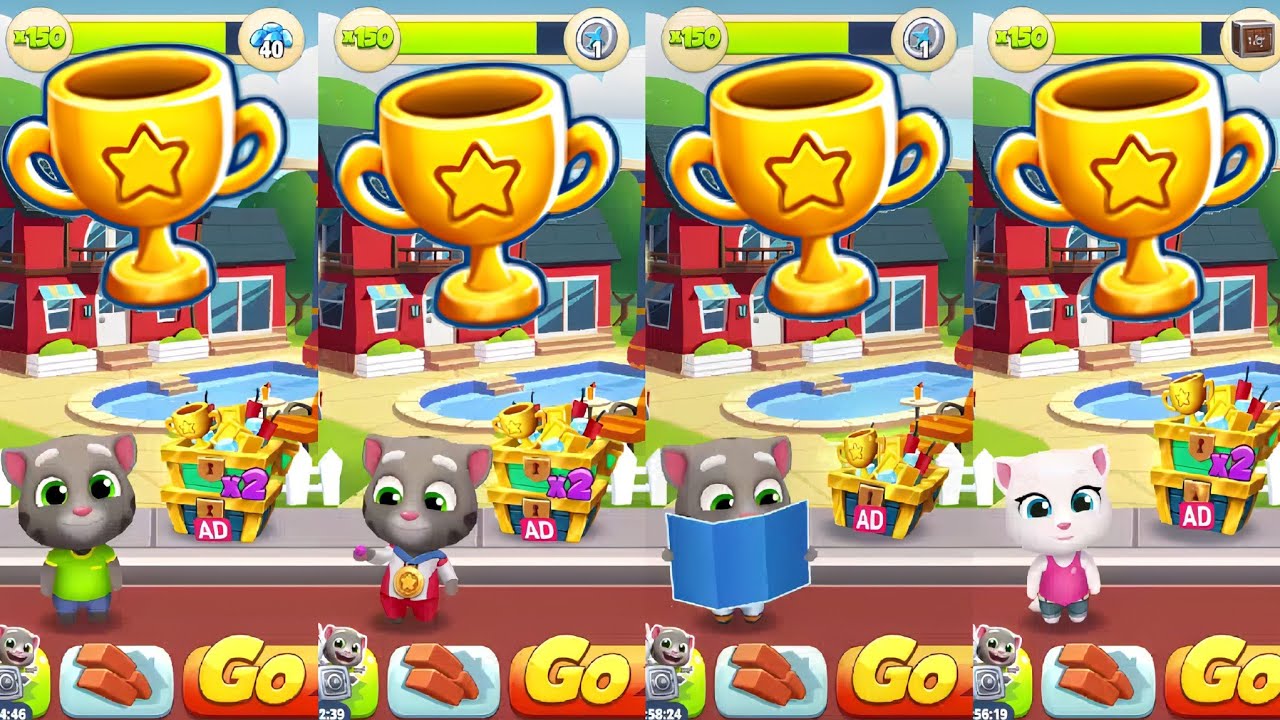 Talking Tom Gold Run Summer of Sports event Champion Tom vs Angela vs ...