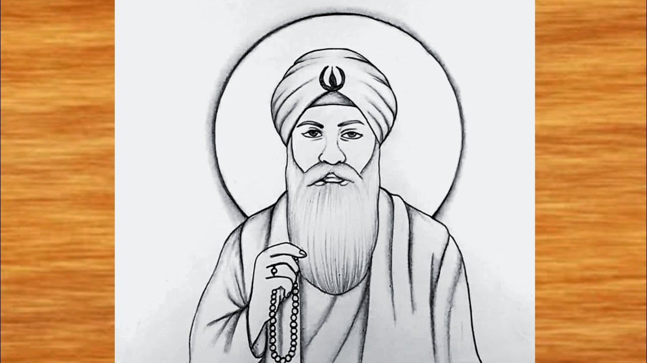 Guru Nanak dev ji ki Drawing || How To Draw guru nanak dev ji || Pencil ...