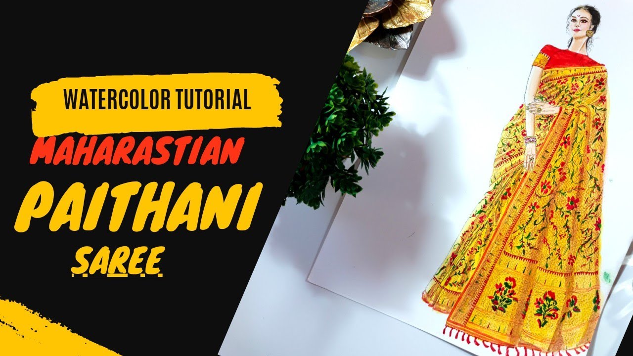 Darw PAITHANI (maharastian)Saree || How to draw Saree Easy || Fashion ...