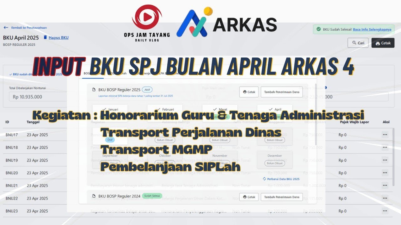 INPUT BKU SPJ BULAN APRIL DI ARKAS 4 | Mudah - YouTube