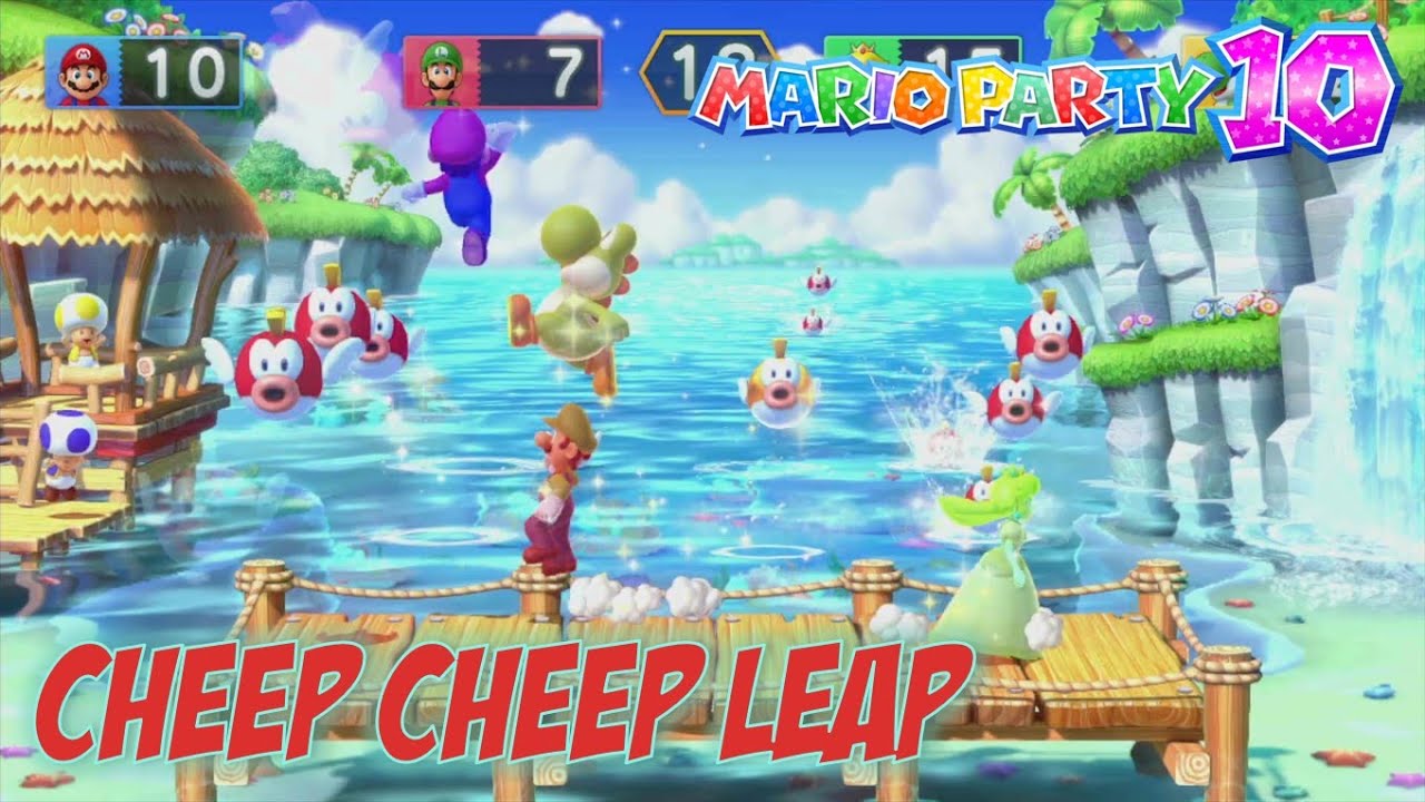 Mario Party 10: Cheep Cheep Leap Minigame (4 Players) - YouTube