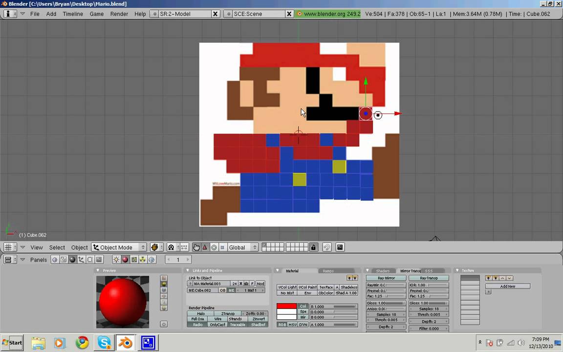 Mario 8bit art in blender 3d - YouTube
